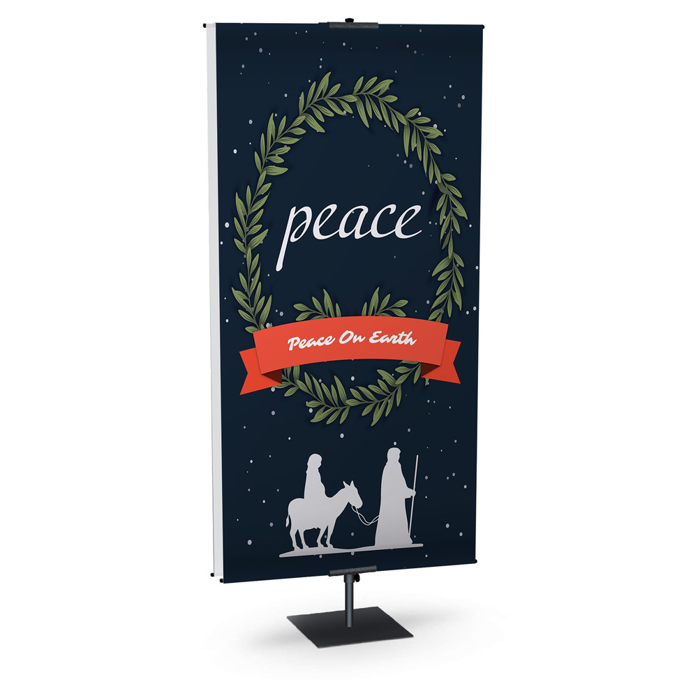 Church Banner - Blue Wreath - Peace - Concordia Supply