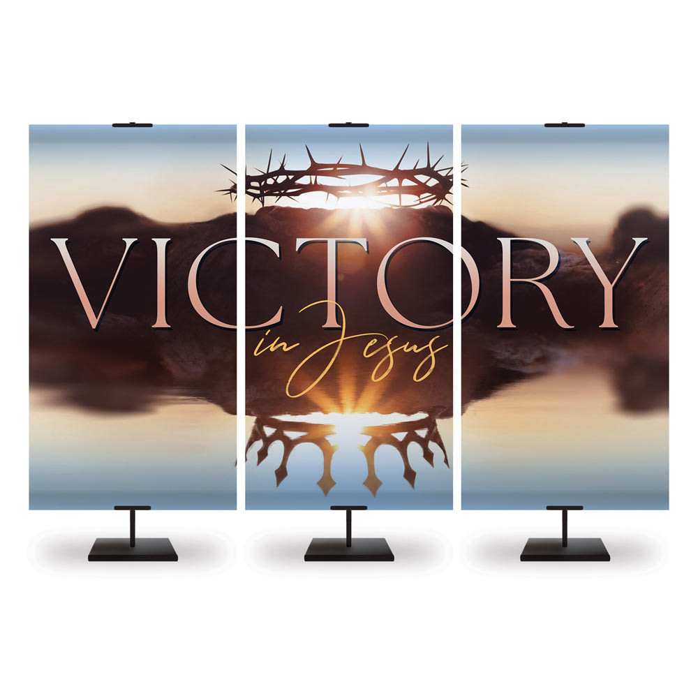 Church Banners - Victory In Jesus Triptych - Victory In Jesus Easter ...