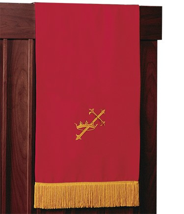Pulpit/Lectern Scarf Red/White w/ Symbols - Concordia Supply