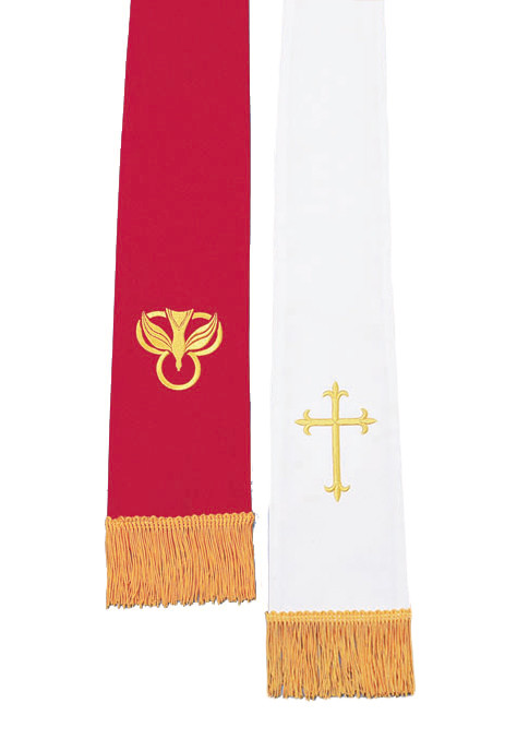 Reversible Stole, Red/White 90"