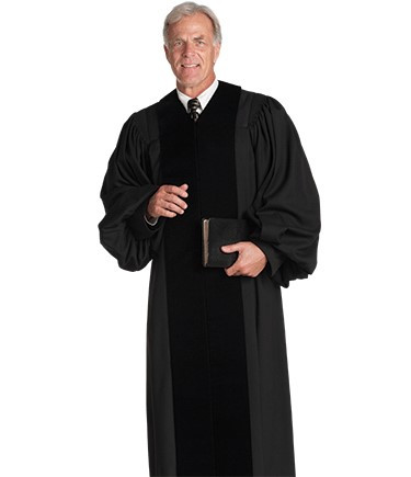 Men's Pulpit Robe Velvet Geneva S5 - Black Wonder Crepe