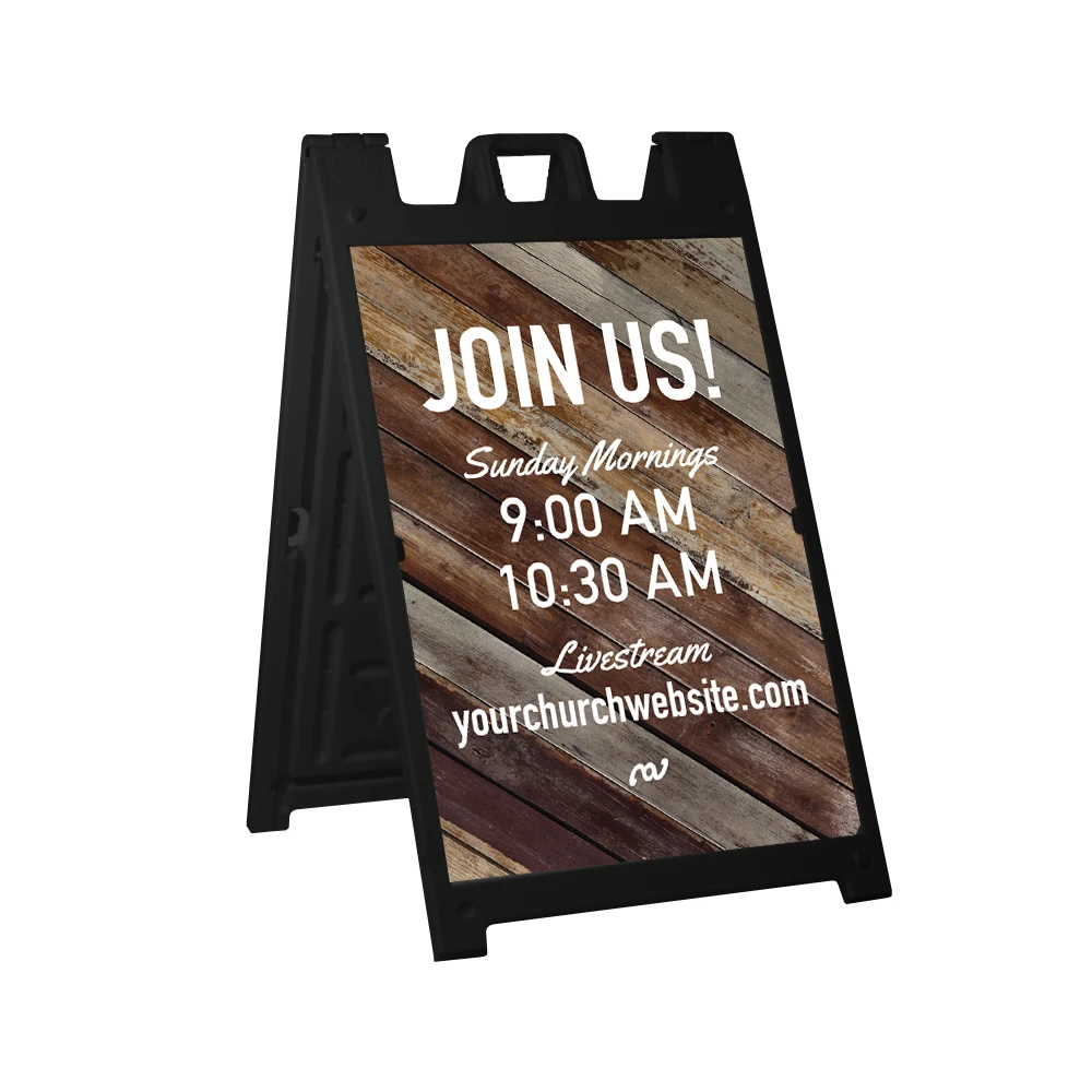 Service Times Wood Style - Deluxe A-Frame Sandwich Board Street Signs ...