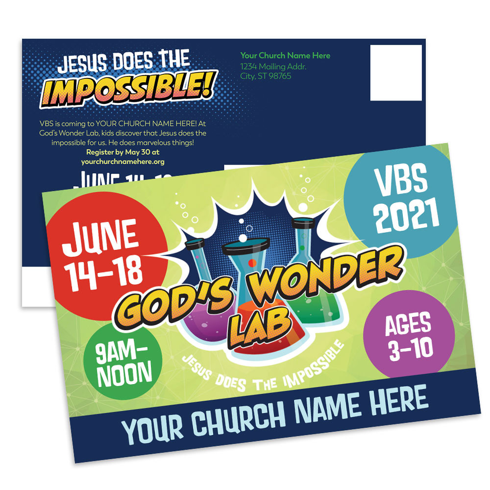 Custom VBS Postcards - God's Wonder Lab VBS - PCGWL001