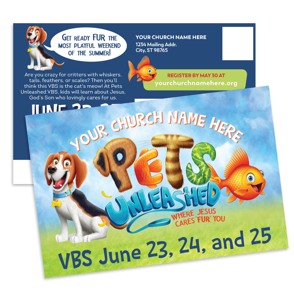 Custom VBS Postcards - Pets Unleashed VBS - PCPET002