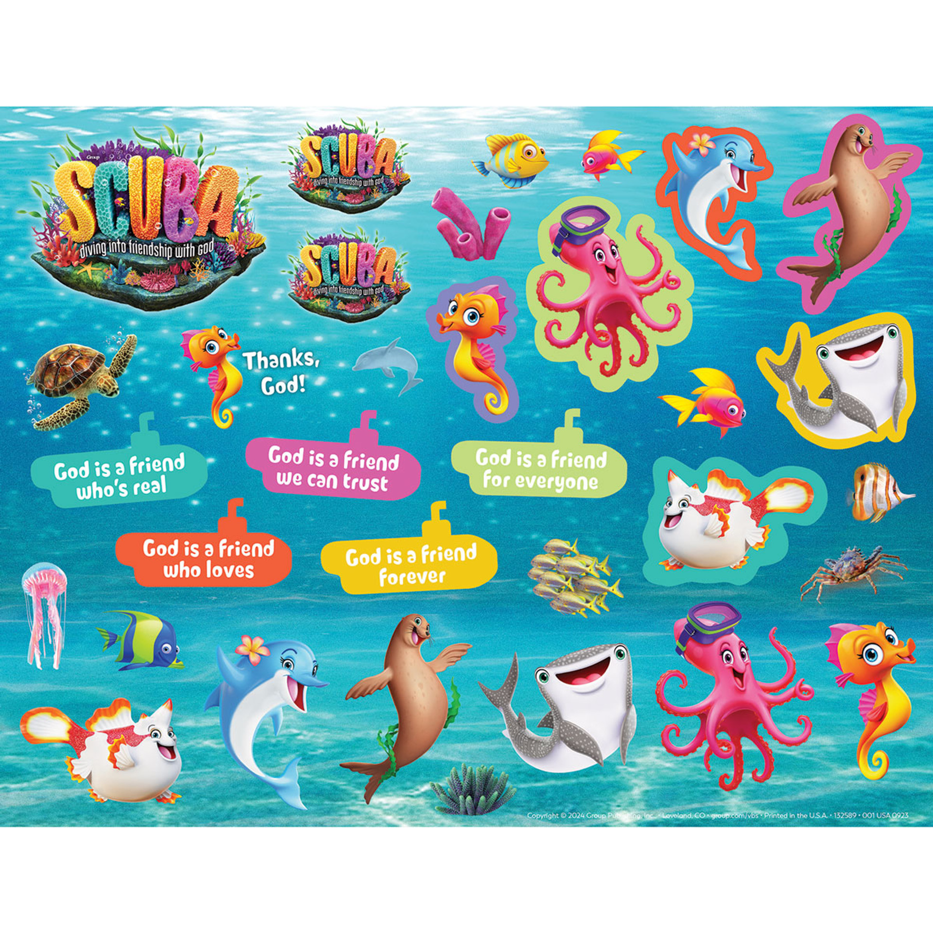 Scuba Sticker Sheets Pack Of 10 Sheets Scuba Vbs 2024 By Group