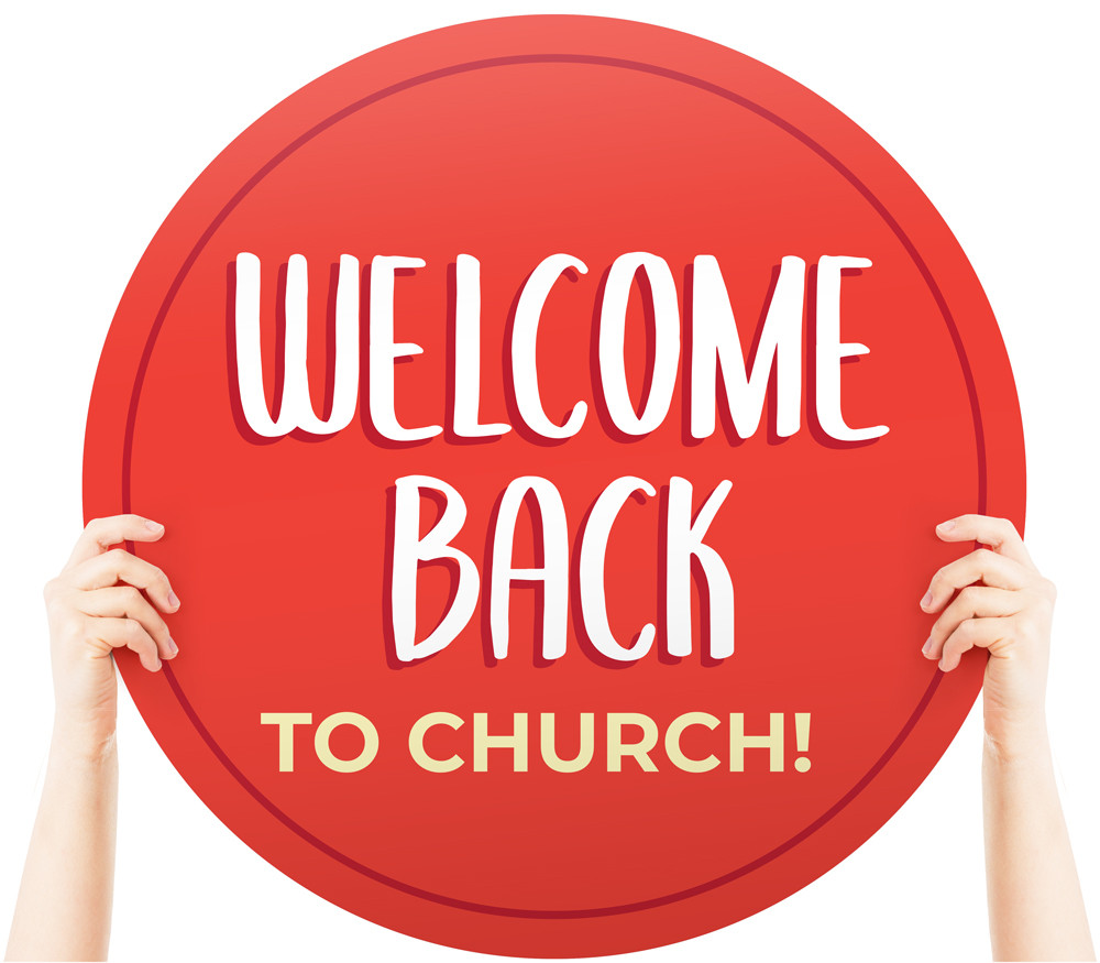 Handheld Sign Foam Boards - Welcome Back To Church - 24" x 24" Circle