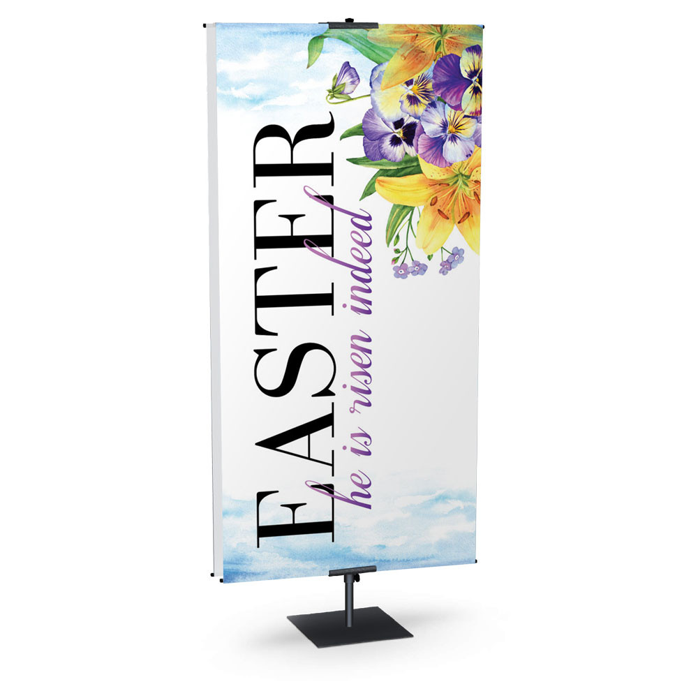 Easter Banner - Risen Indeed Floral Series - Easter Vertical