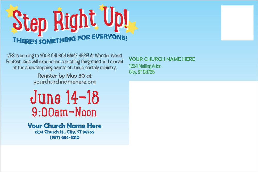 Custom VBS Postcards - Wonder World Funfest VBS - PCWOW003