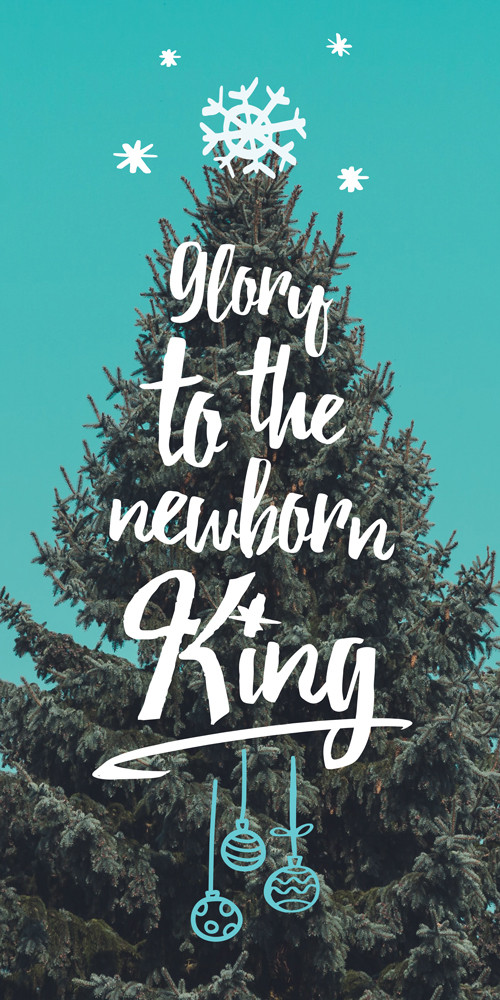 Church Banner - Blue Snow Series - Glory to the Newborn King