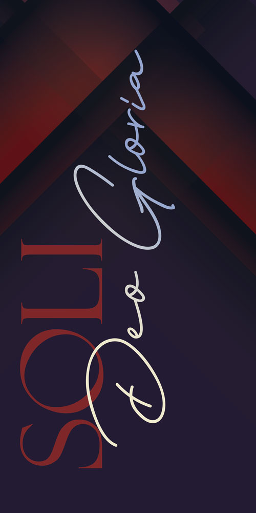 Church Banner - Crimson Five Solae - Soli Deo Gloria