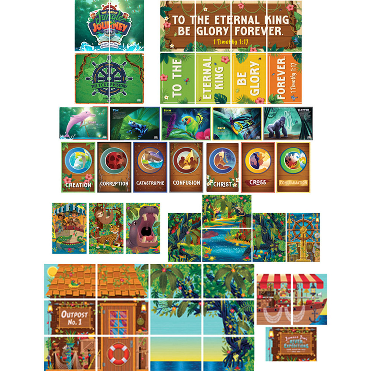 Scene Setter Pack - 43 panels - Jungle Journey Answers VBS 2024 ...