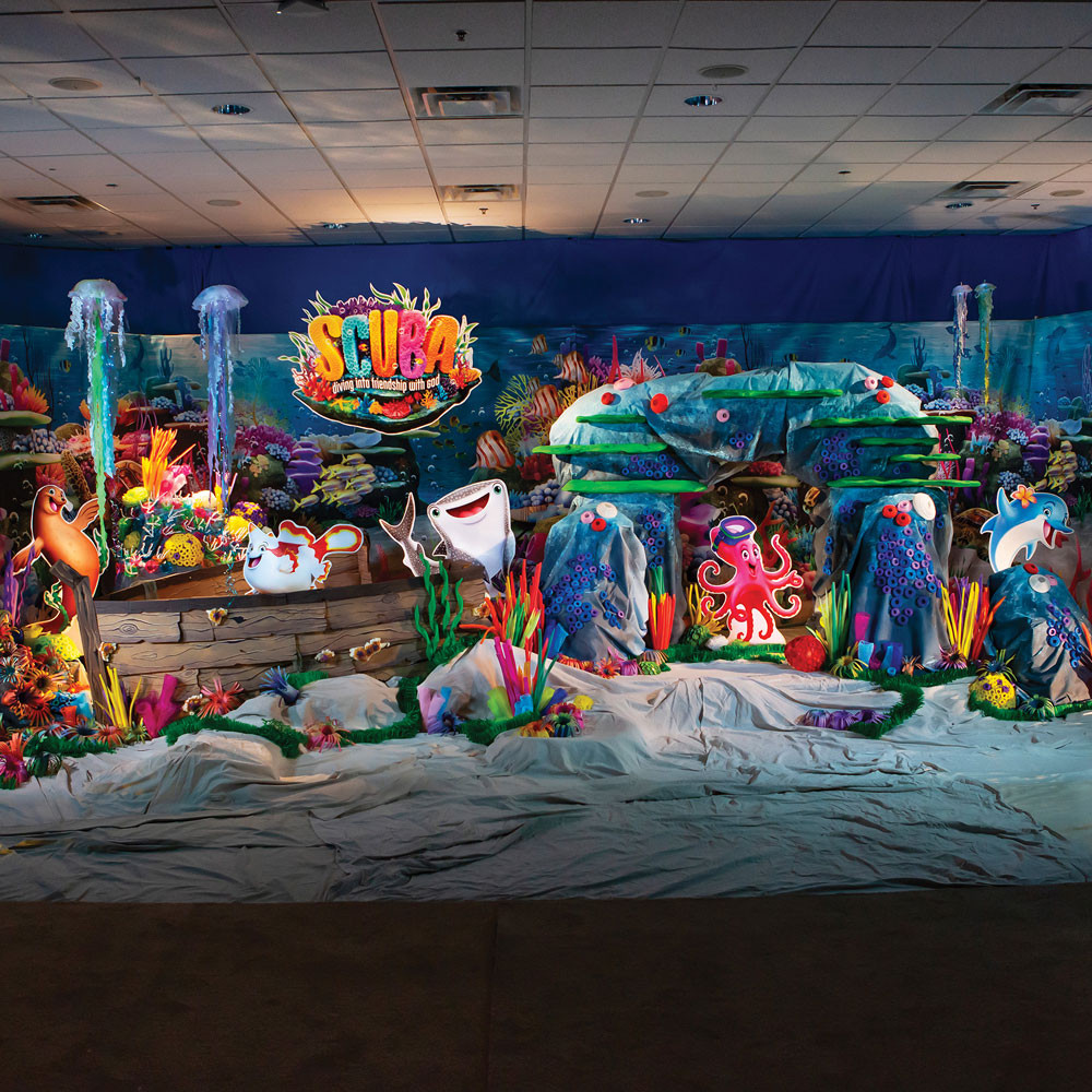 Coral Reef Fabric Wall Hanging Backdrop (20ft x 9ft) Scuba VBS 2024 by Group - Concordia Supply