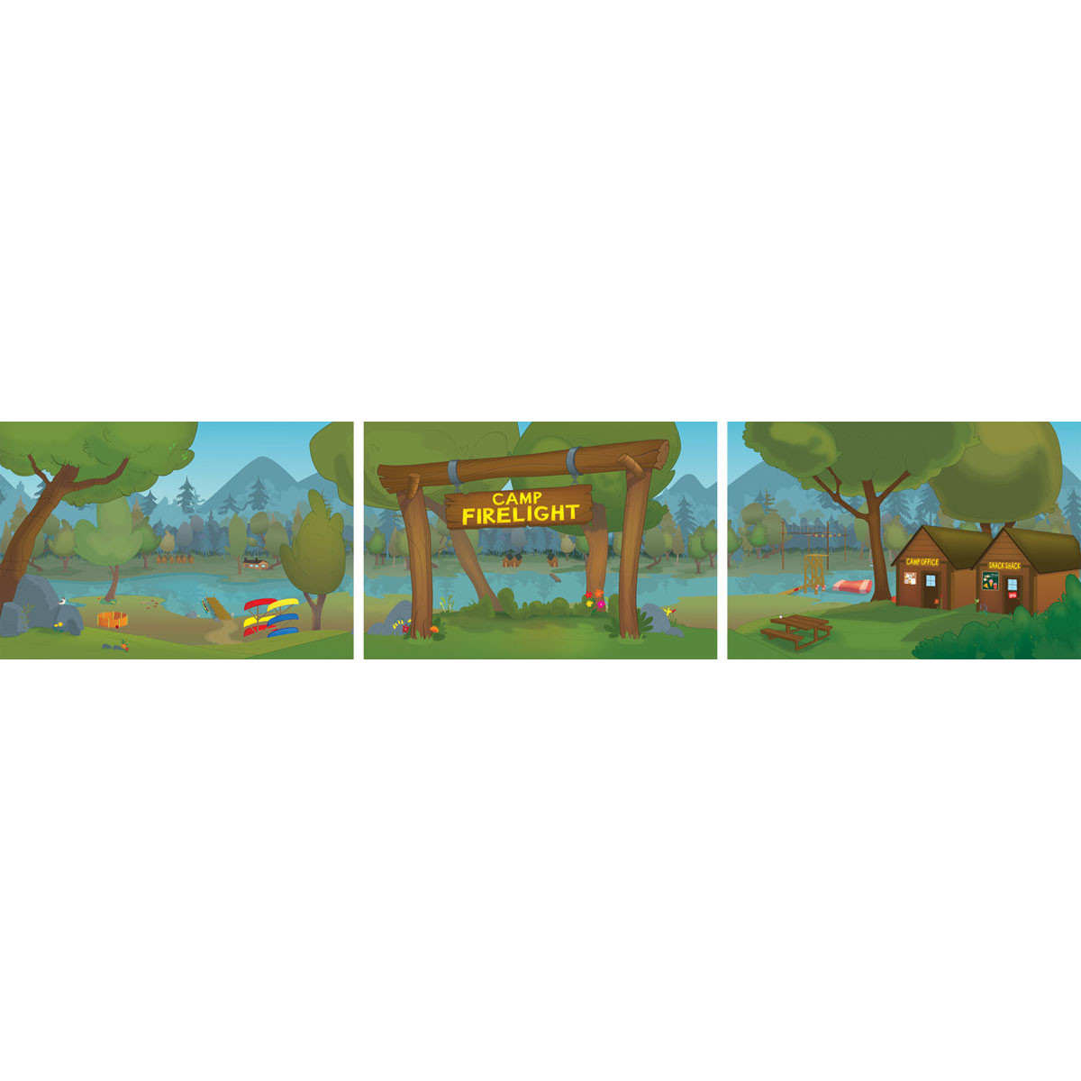 Decorating Mural Package (9 panels to tile 6' x 27')- Camp Firelight ...
