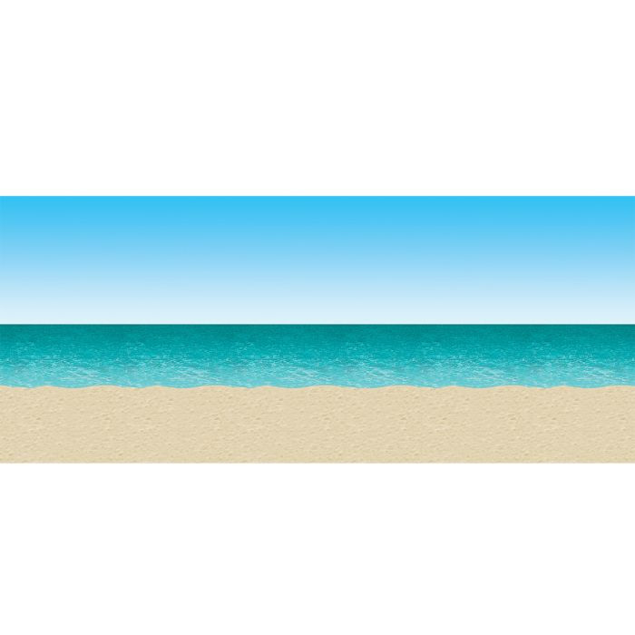 Ocean and Beach Scene Plastic Backdrop (30 feet x 4 feet) Tropical Trek ...