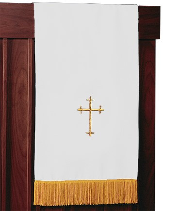 Pulpit/Lectern Scarf Red/White w/ Cross - Concordia Supply
