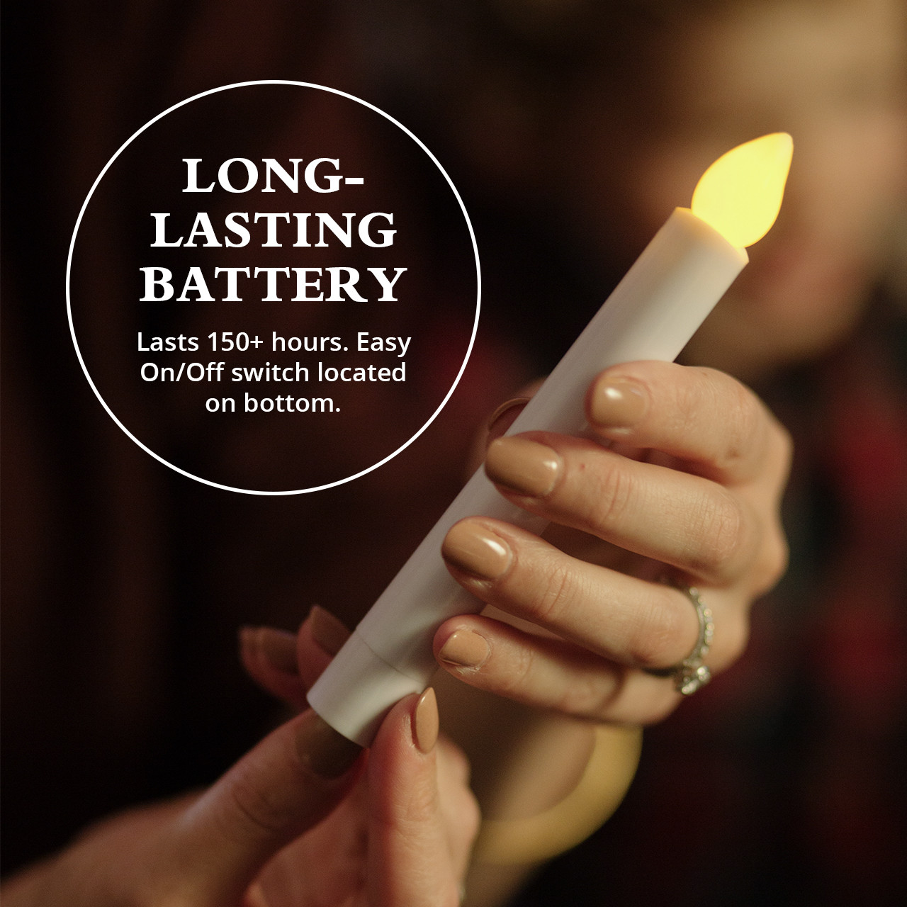 SafeFlame Handheld Flickering LED Battery Candle - Switch On-Off (Pack ...