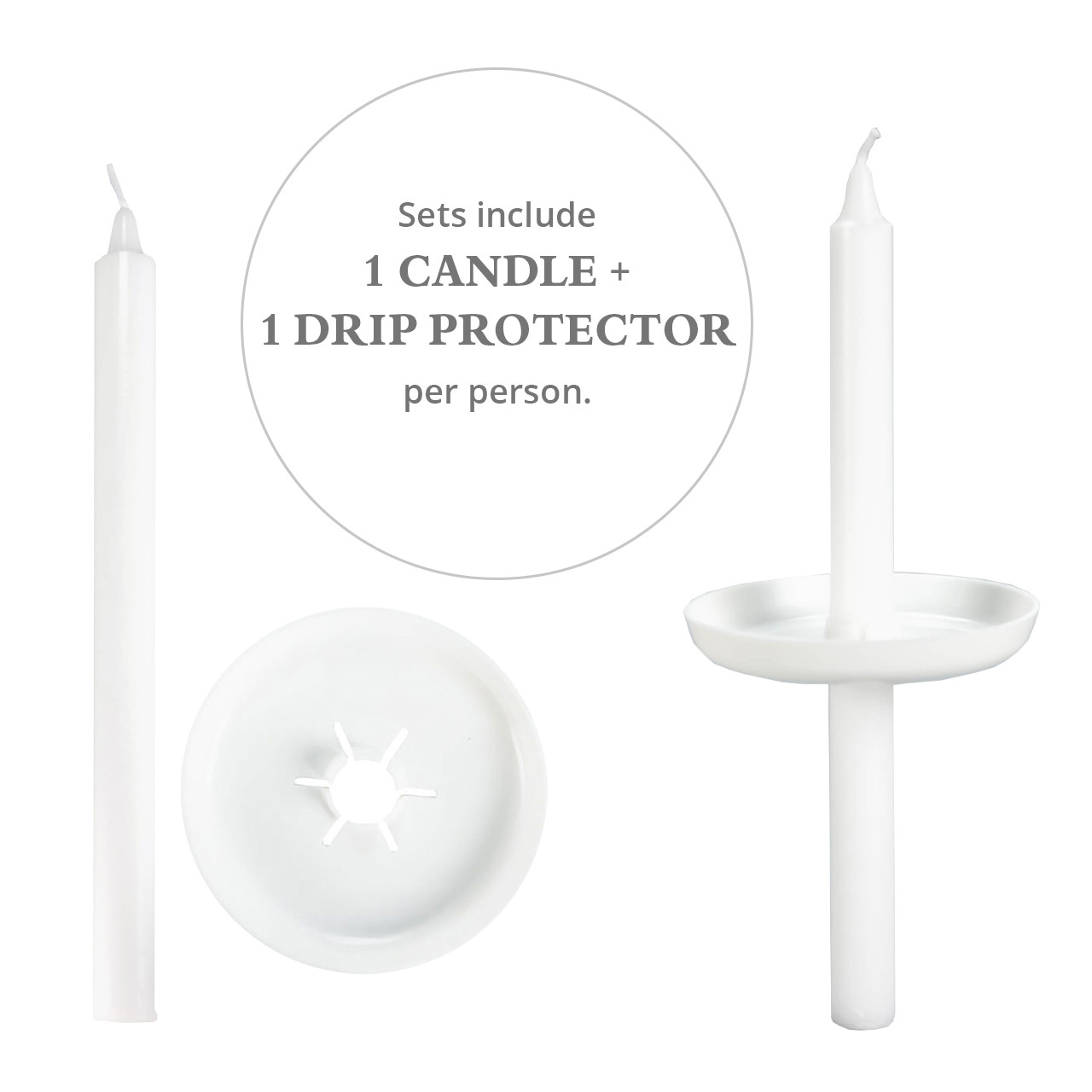 5" Candles & Plastic Disc Drip Protectors (250)