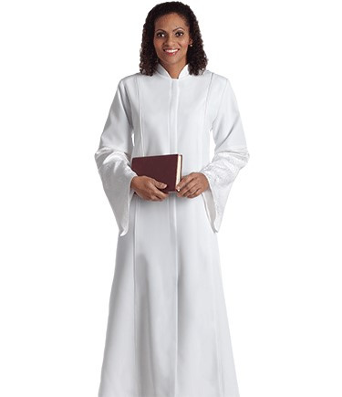 Women's Clergy Robe Bethany - White Linette - H217