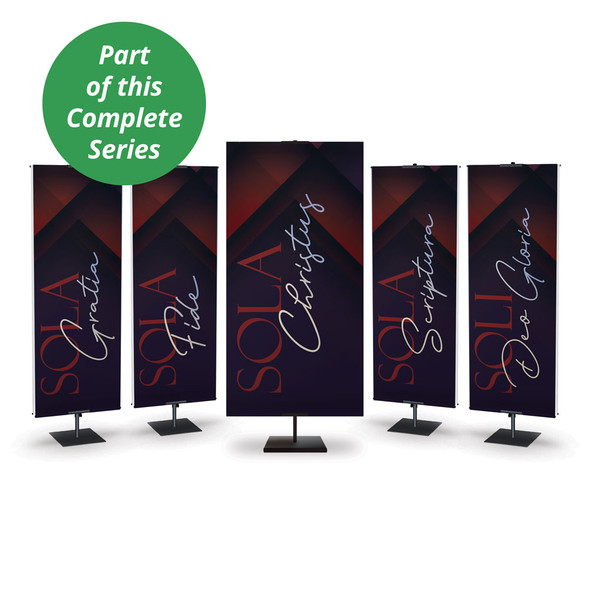 Church Banner - Slate Five Solae - Sola Christus