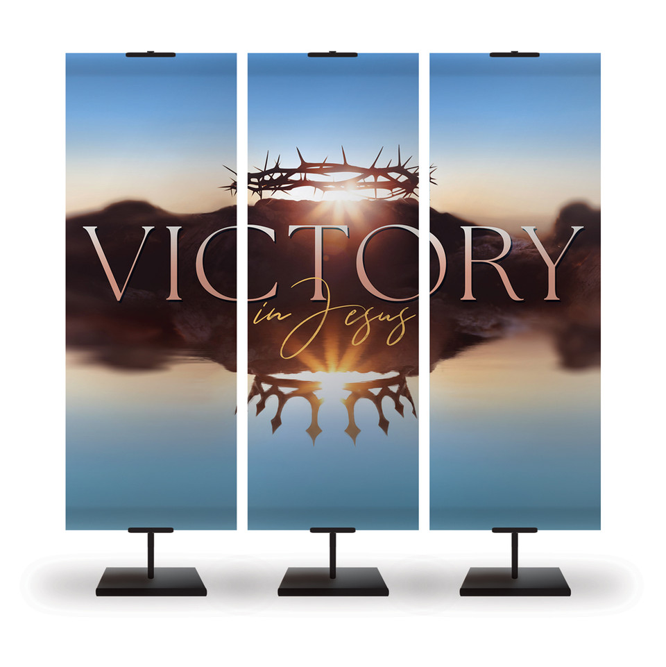 Church Banners - Victory In Jesus Triptych - Victory In Jesus Easter ...
