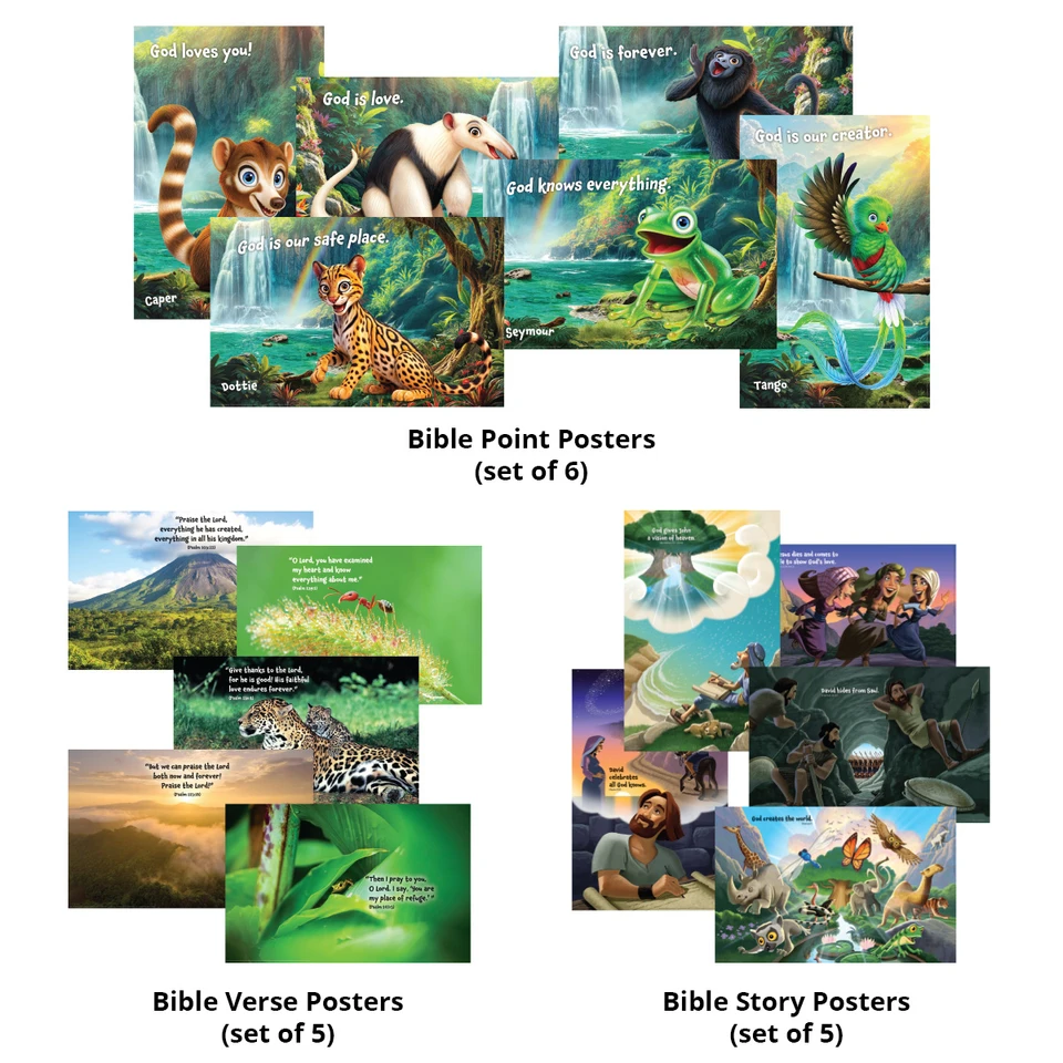 Bible Lesson Poster Pack BUNDLE - Rainforest Falls VBS 2026 by Group ...