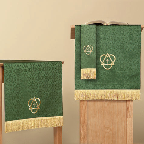 Jacquard Reversible Pulpit Scarf With Cross: Purple/Green