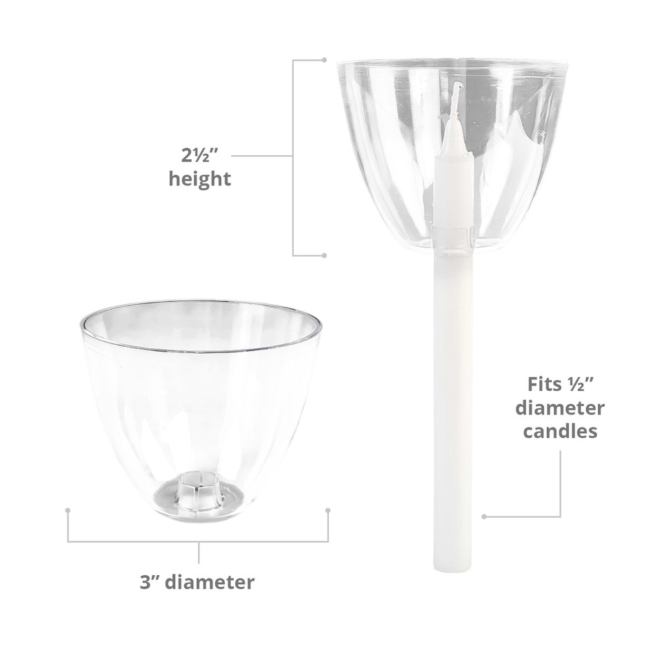 Candlelight Service Set 4.25" Candles & CLEAR Plastic Shields (Set of 250)