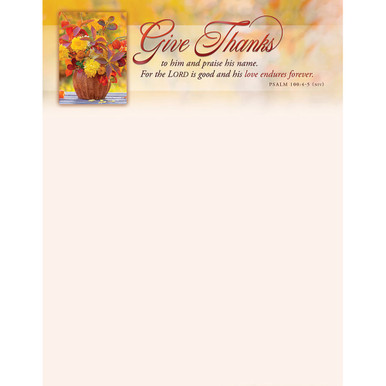 Letterhead - Thanksgiving - Give Thanks (Pack of 100) - Concordia Supply