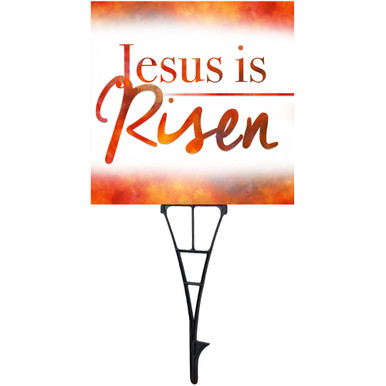 Easter Yard Signs - Orange Easter - Jesus Is Risen - 24" x 24" Printed Size