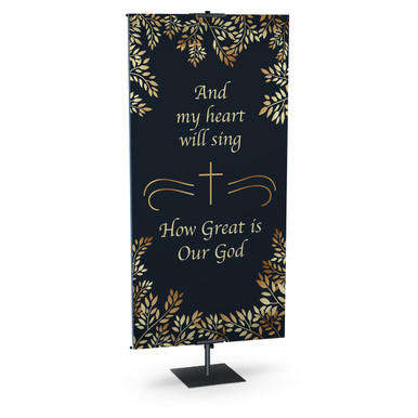 Church Banner - Hymn Pair - How Great is Our God - And My Heart - Gold
