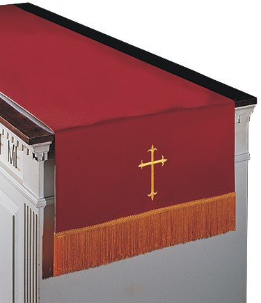 Communion Table Runner Red/White w/ Cross - Concordia Supply