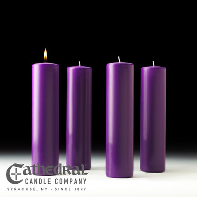Advent Pillar Candle Set - Stearine - 12" x 3" - Pack of 4 (Purple ...