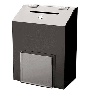 Wall Mounted Tithe Offering Box, Black Acrylic