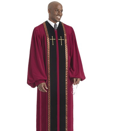 Men's Pulpit Robe RT Wesley H180 - Garnet Peachskin