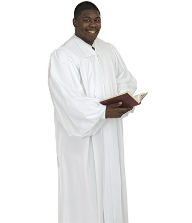Men's Pulpit Robe Geneva S7M - White Wonder Crepe