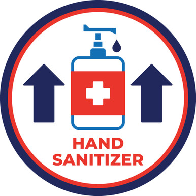 Floor Sticker Decal - Hand Sanitizer Arrow - 18" x 18" Circle