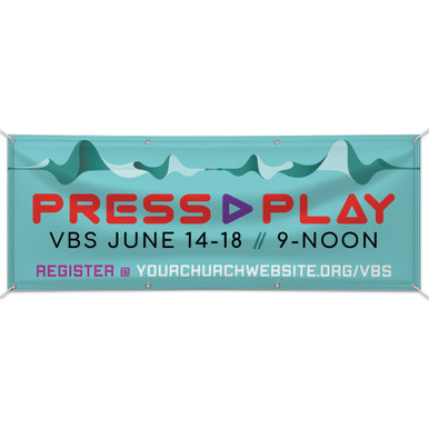 Custom Outdoor Vinyl Banner - Press Play VBS - BPPL001