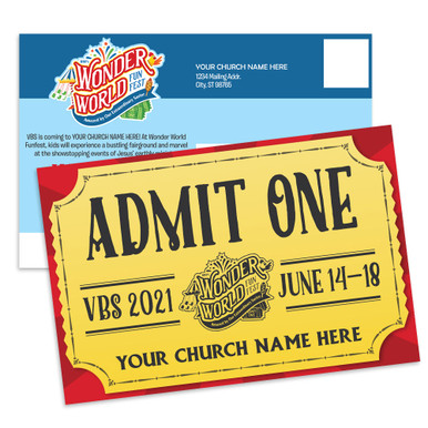 Custom VBS Postcards - Wonder World Funfest VBS - PCWOW005