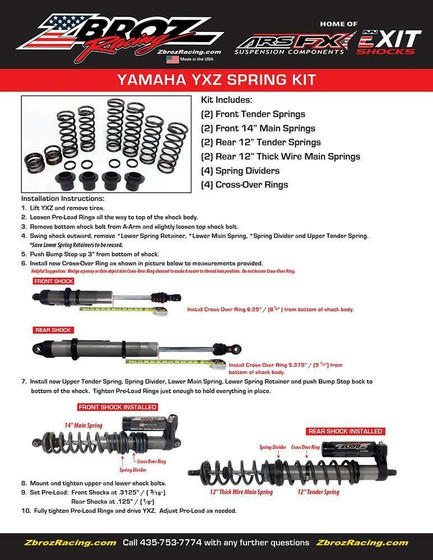 Buy ZBroz Racing Yamaha YXZ1000R Dual Rate Spring Kit at UTV Source ...
