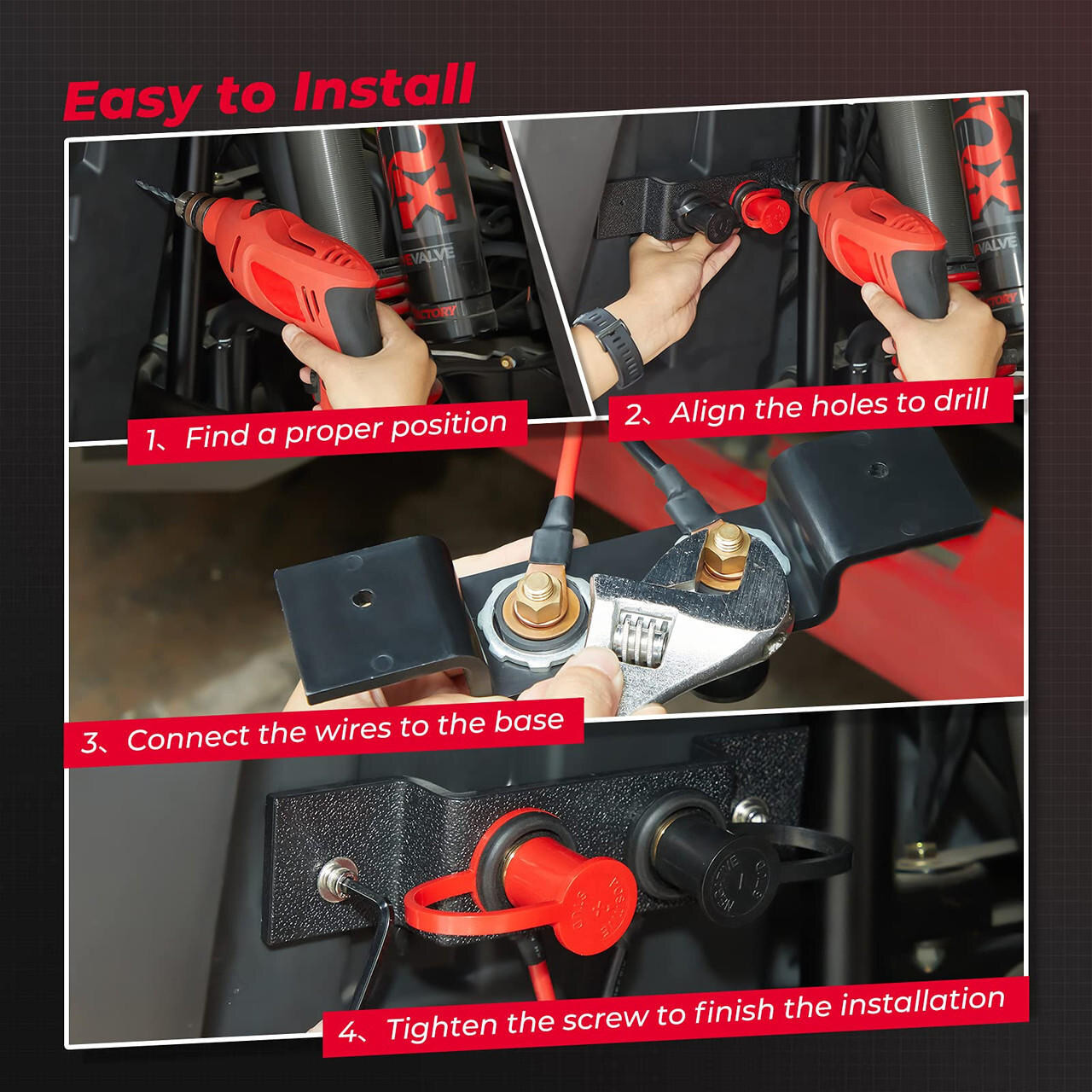 Kemimoto Universal Battery Jump Post Starter Terminal Relocation Kit ...