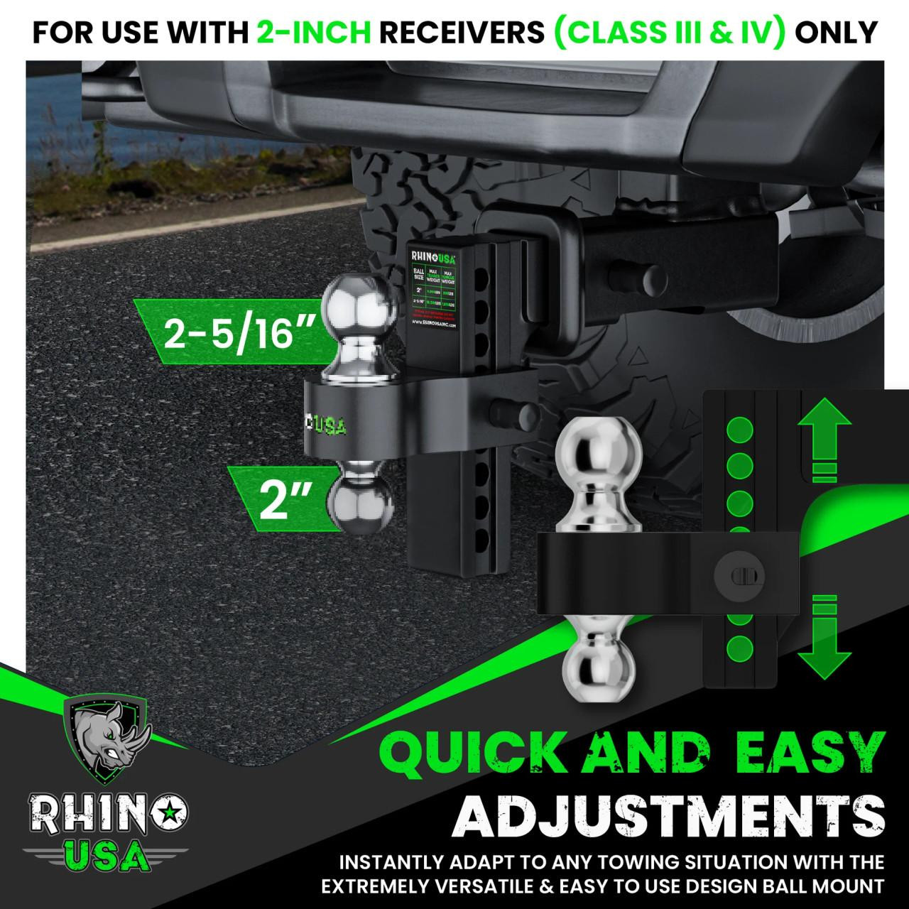 Rhino USA Adjustable Drop Hitch (2" Receivers)