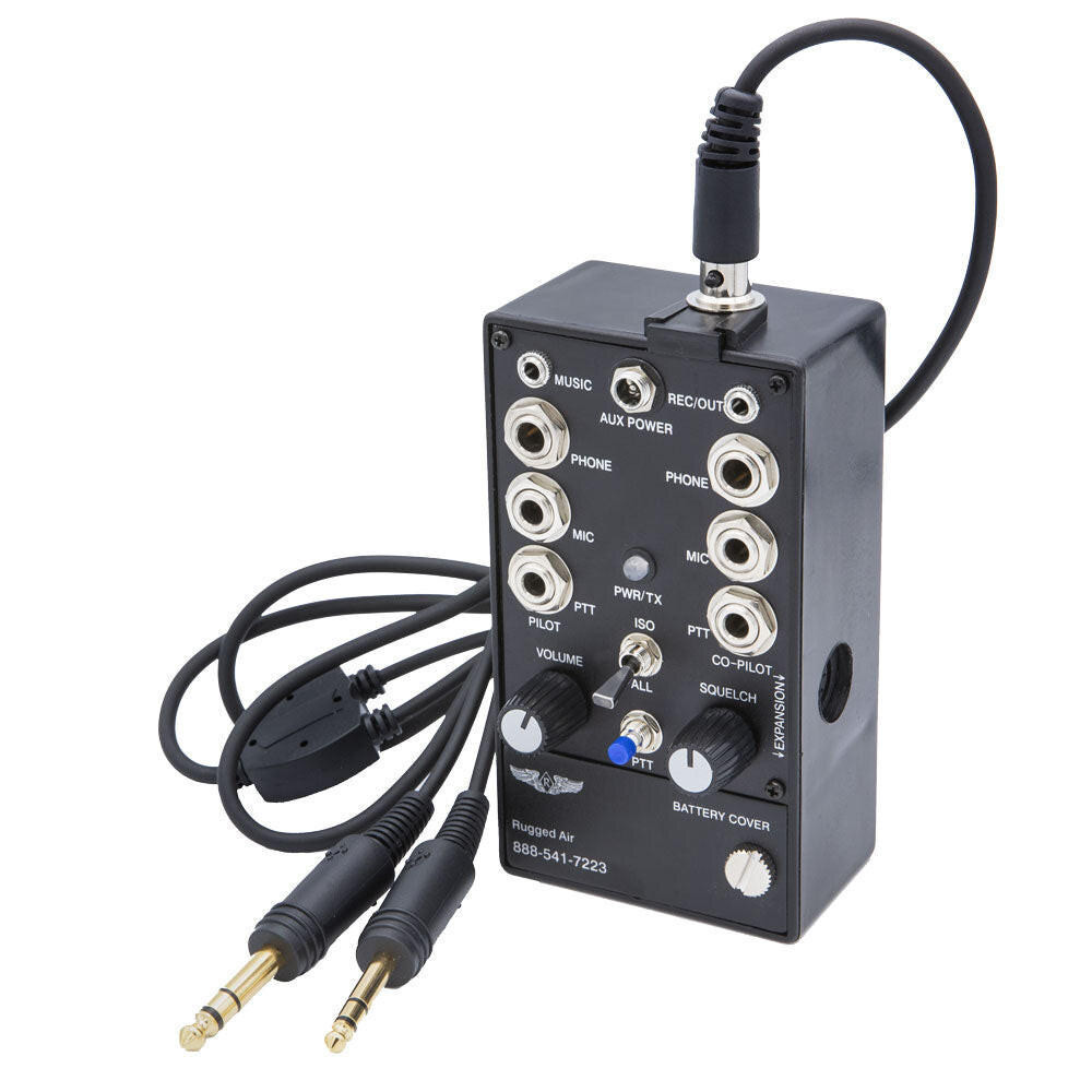 Rugged Radios 2-Place Expandable General Aviation Pilot Intercom - RRP2EX