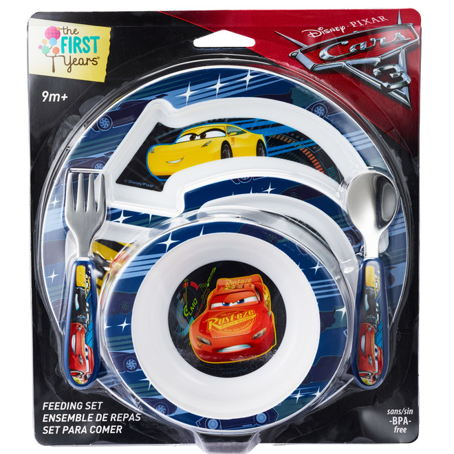 Disney/Pixar Cars 3 4-Piece Toddler Feeding Set with Bowl, Plate, Fork ...