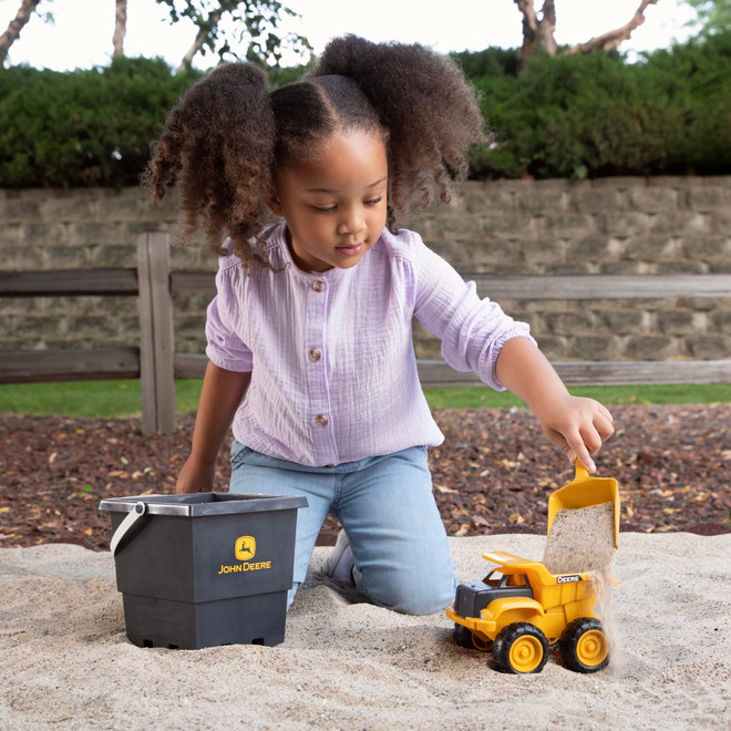 John Deere Sandbox Toy Set with Dump Truck, Bucket and Shovel