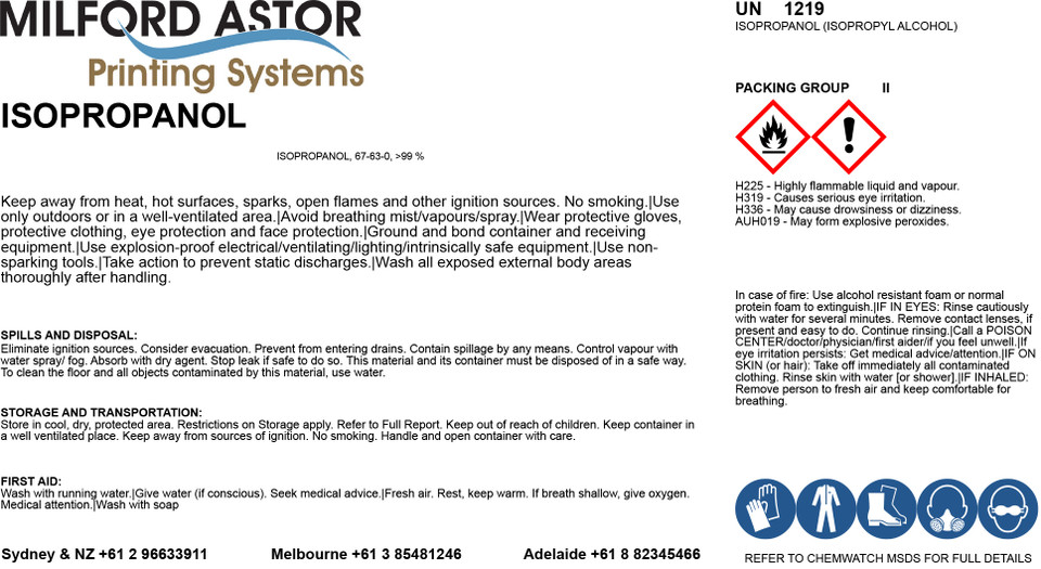 ISOPROPANOL ALCOHOL 20 LITRE(MOA16ISO-20L) - Aldus