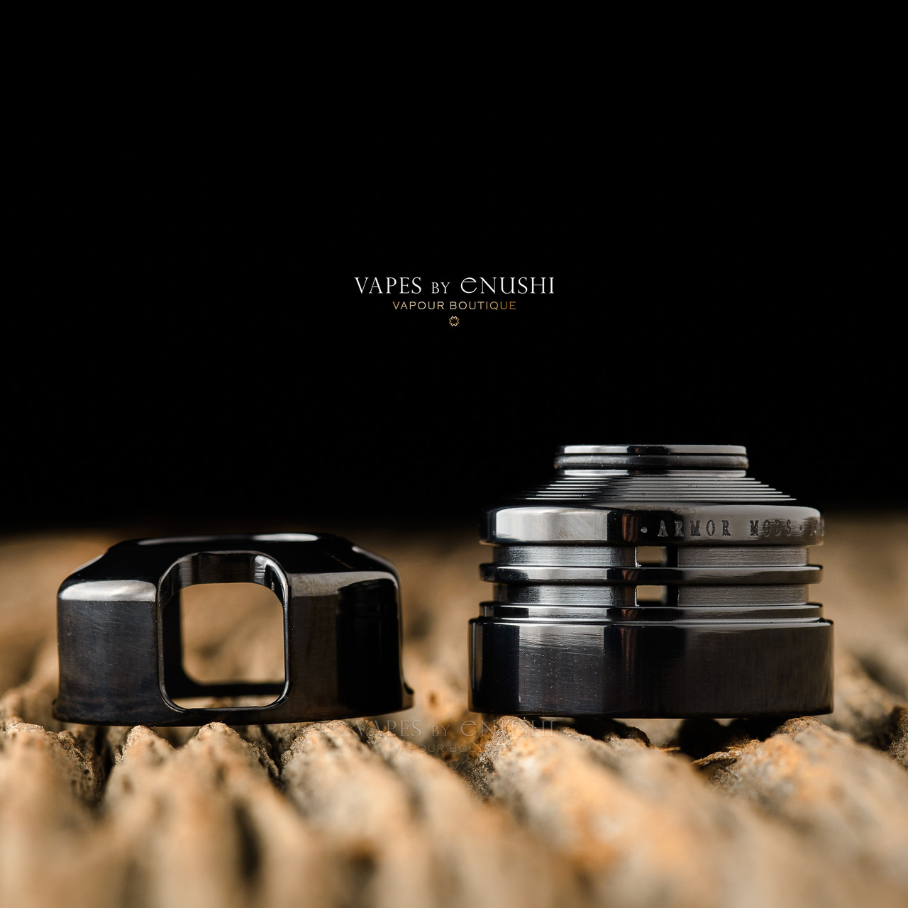 Armor Mods - Engine RDA Top Cap Set, Polished Black DLC - Vapes by Enushi