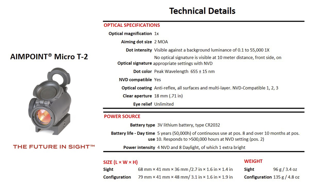 Aimpoint® US Store - Micro T-2 Red Dot Sight, Standard Mount