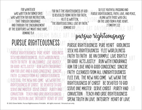 Pursue Righteousness Printable