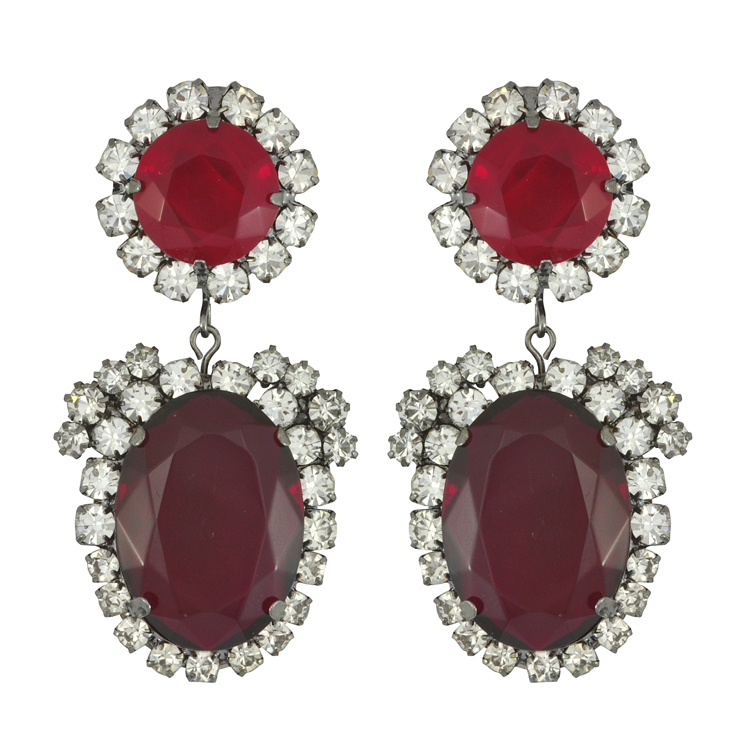 Kenneth Jay Lane Ruby Crystal Drop Earrings