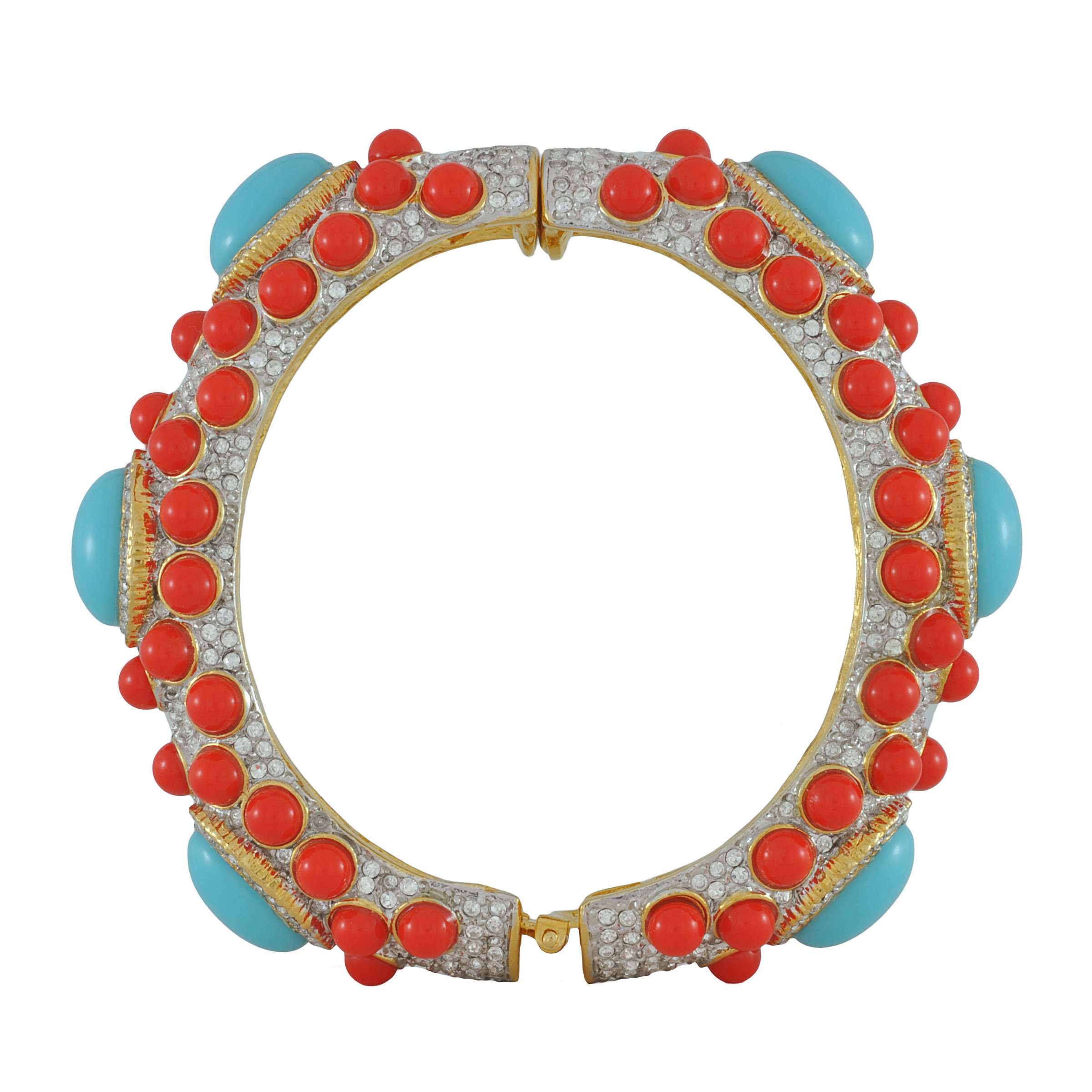Kenneth Jay Lane Large Turquoise Coral Bangle